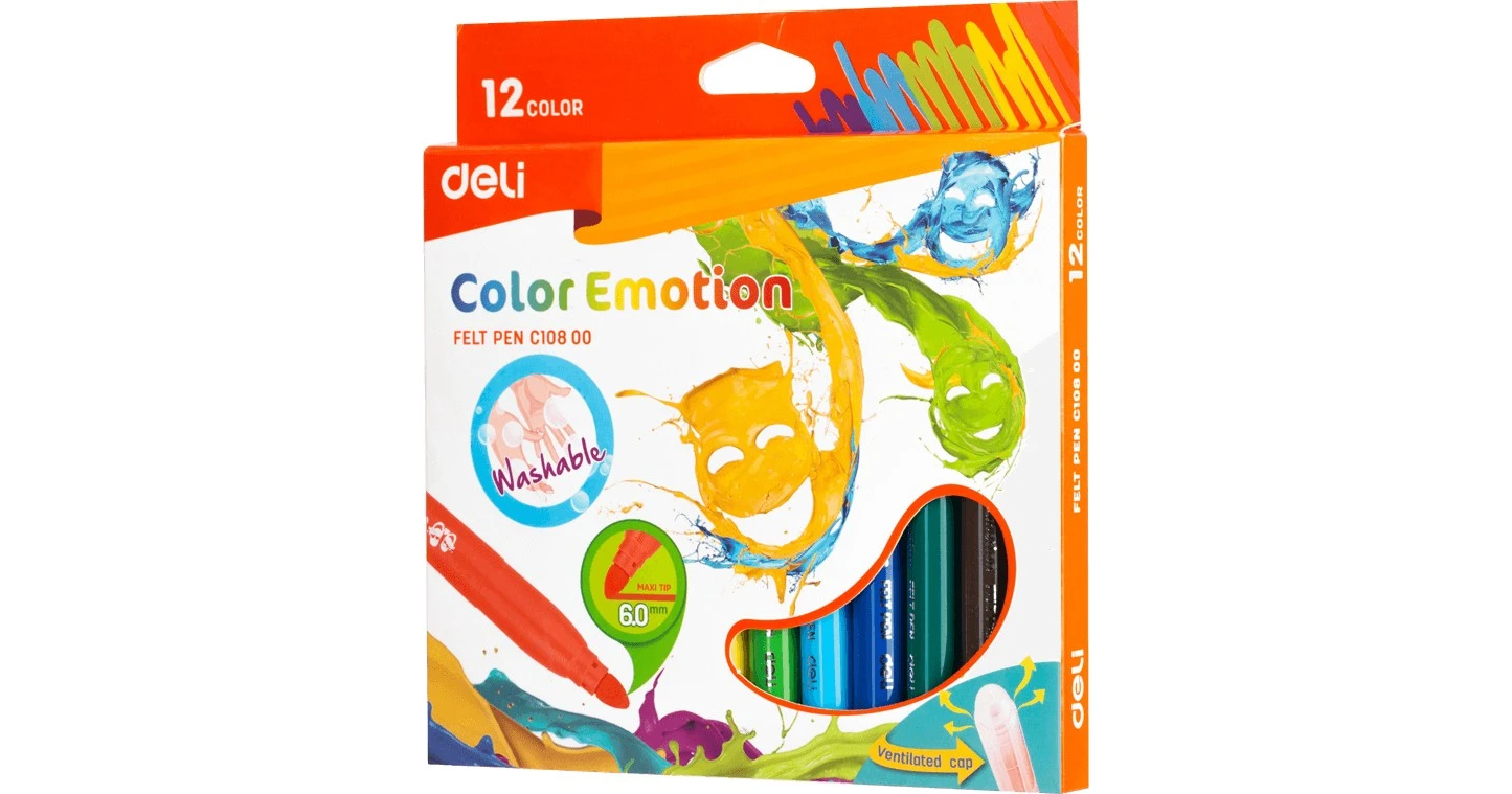 Deli Color Emotion Jumbo Μαρκαδόροι Ζωγραφικής Σετ 12 Χρώματα ...