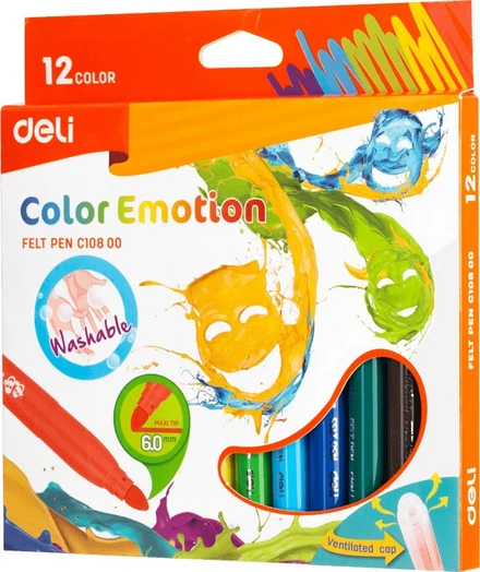 Deli Color Emotion Jumbo Μαρκαδόροι Ζωγραφικής Σετ 12 Χρώματα ...