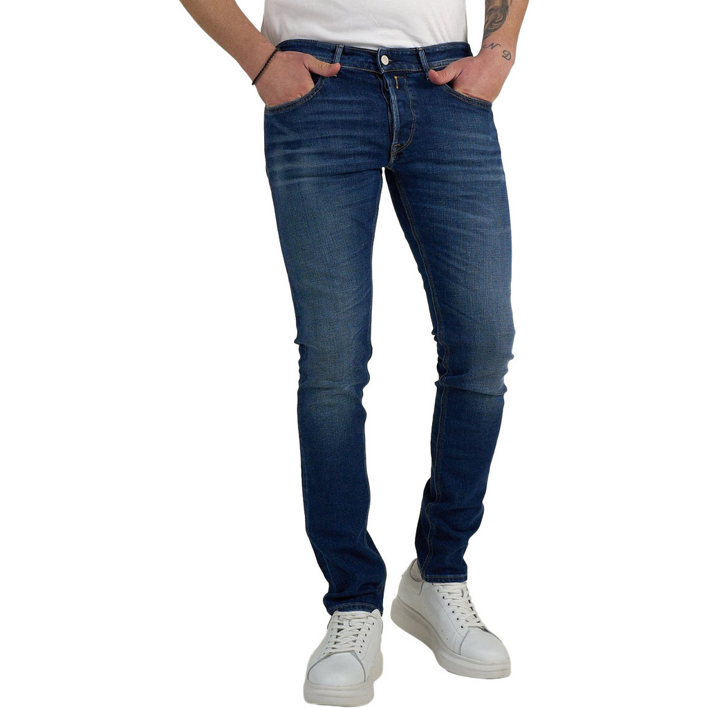 Replay Ανδρικό Τζιν Παντελόνι Ελαστικό Slim Εφαρμογή Navy Μπλε M1008 ...