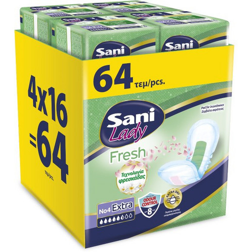 Sani Sensitive Lady Fresh Extra No4 Σερβιέτες Ακράτειας 5.5 Σταγόνες ...
