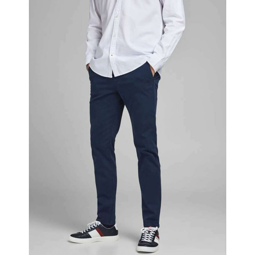 Jack & Jones Ανδρικό Παντελόνι Chino Ελαστικό Κανονική Εφαρμογή Navy ...