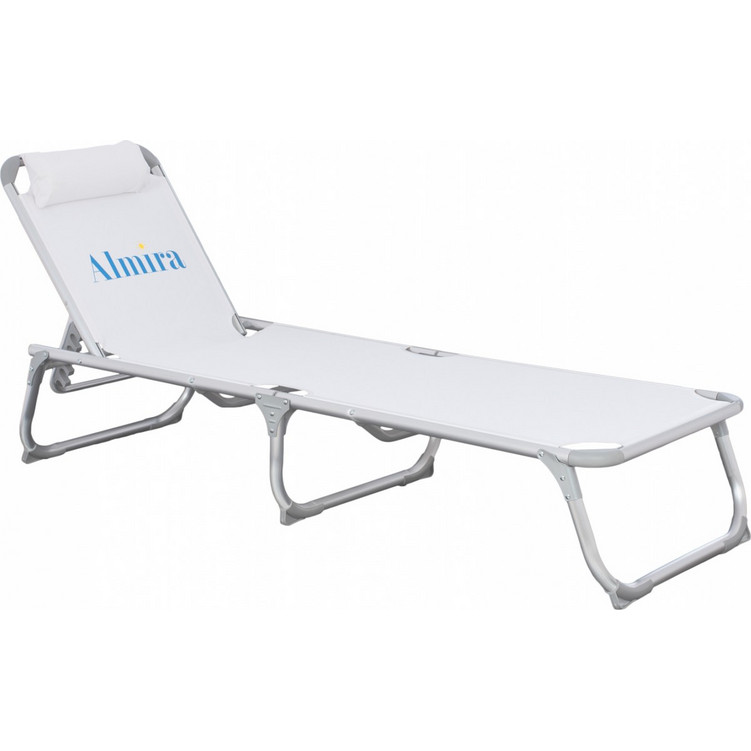 HomeMarkt Ξαπλώστρα Παραλίας Αλουμινίου Πτυσσόμενη με Μαξιλάρι Λευκή ...