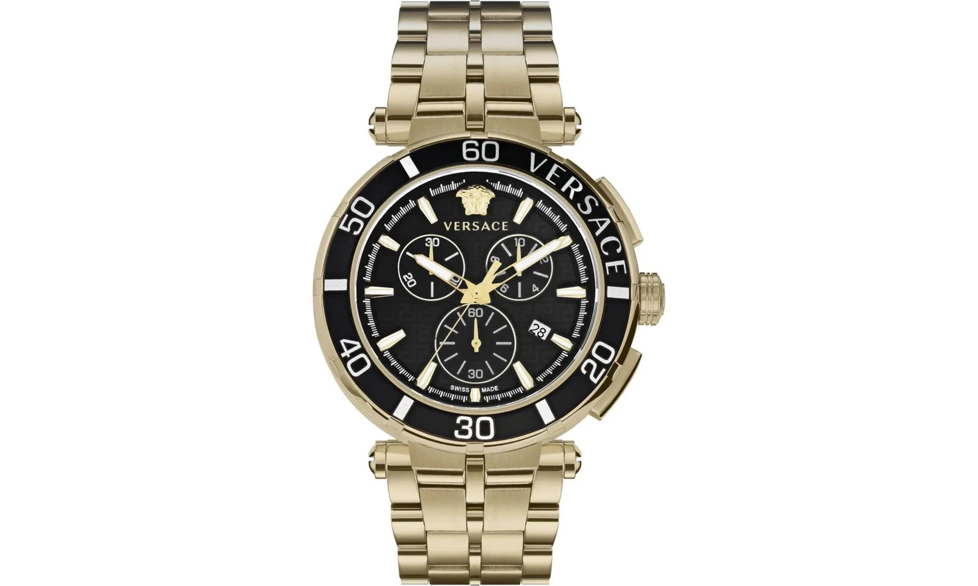Versace Greca Ανδρικό Ρολόι Χρονογράφος με Χρυσό Μεταλλικό Μπρασελέ VE3L00522 | BestPrice.gr