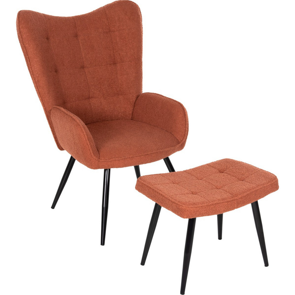 HomeMarkt Πολυθρόνα με Υποπόδιο Πορτοκαλί Crawley HM8918.22 | BestPrice.gr