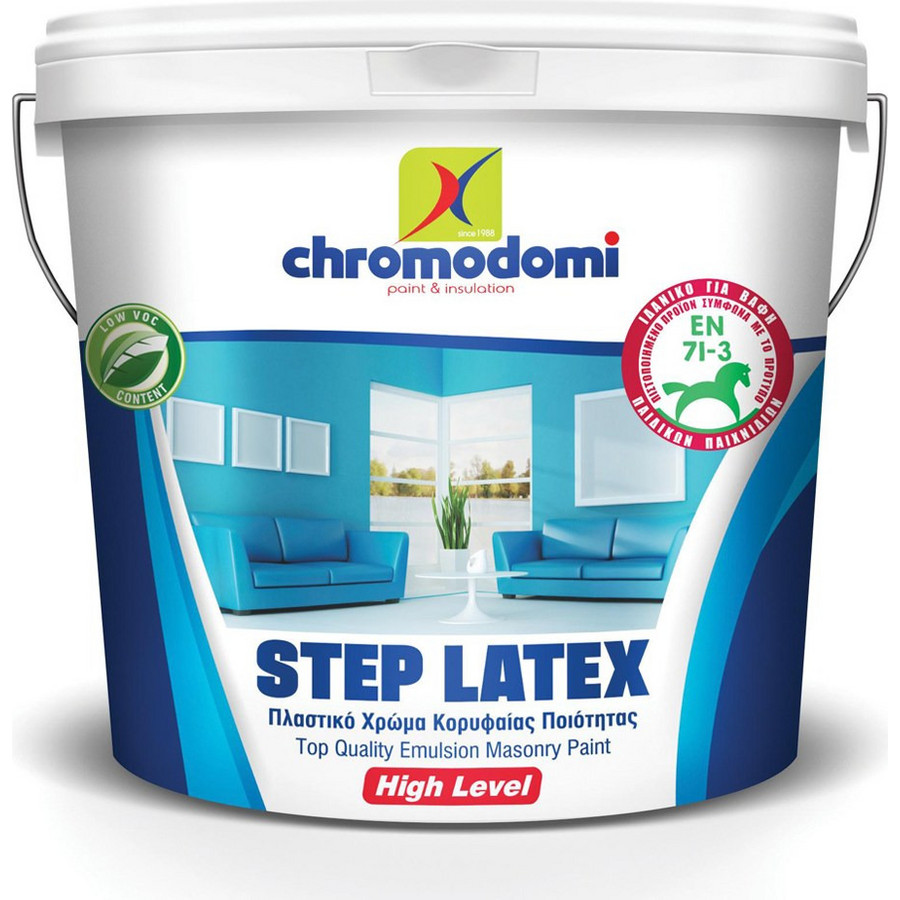 Chromodomi Step Latex Πλαστικό Χρώμα Εξωτερικού Χώρου Λευκό 9lt ...