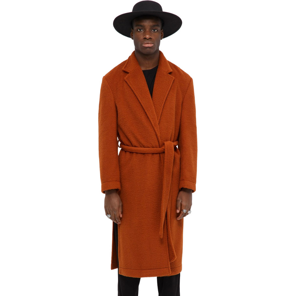 ARISTOTELI BITSIANI Ανδρικό Παλτό Μακρύ Μάλλινο με Επένδυση Πορτοκαλί 81-7210-047-210-0S ...