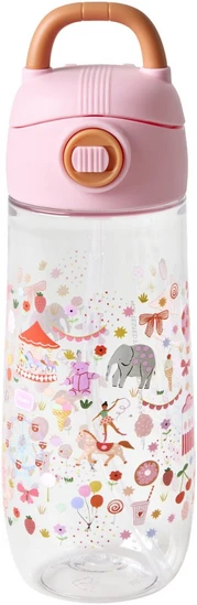 Rice Fun Fair Print Παιδικό Παγούρι Πλαστικό Διαφανές Ροζ 550ml ...