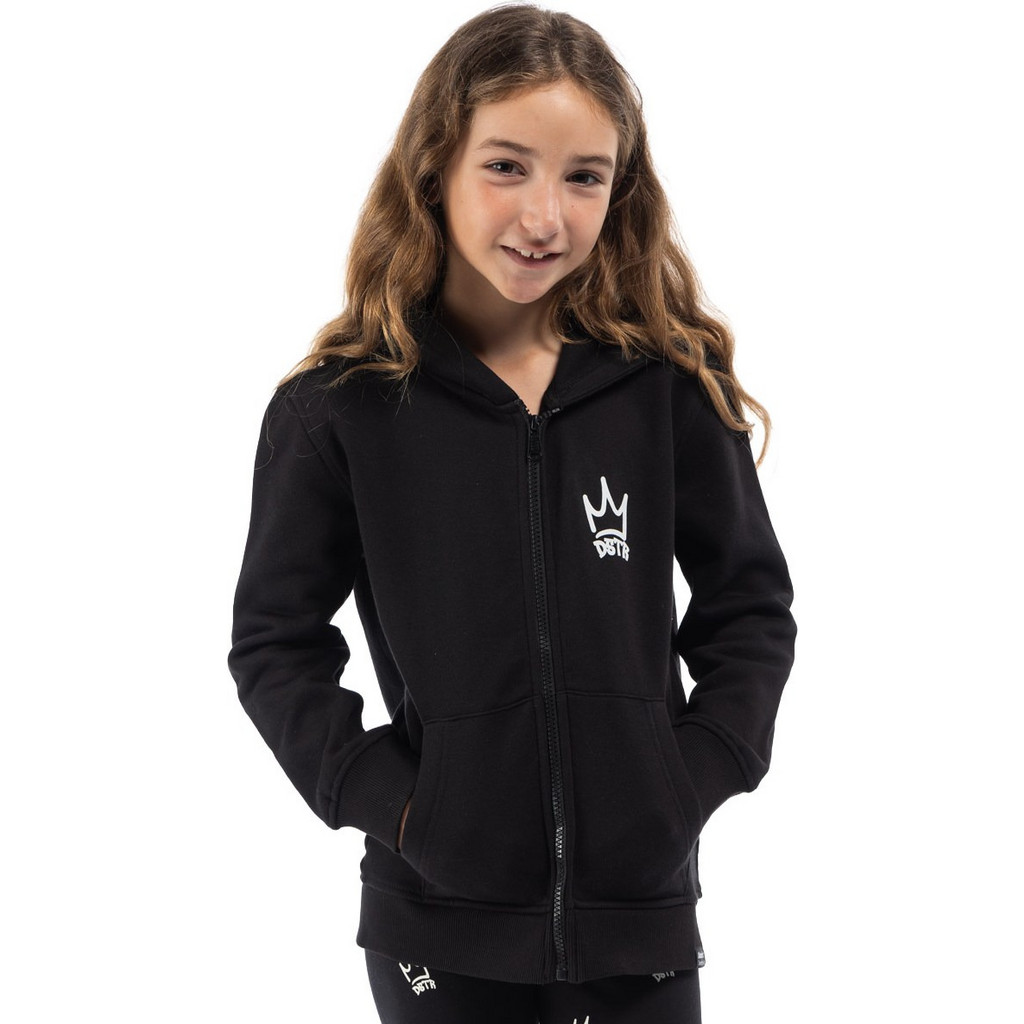 District75 Παιδική Ζακέτα Φούτερ με Κουκούλα και Φερμουάρ Μαύρη 225KGHZ-598-071 | BestPrice.gr
