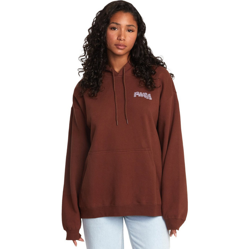RVCA Leave Behind Γυναικείο Φούτερ Oversized με Κουκούλα & Τσέπες Καφέ ...