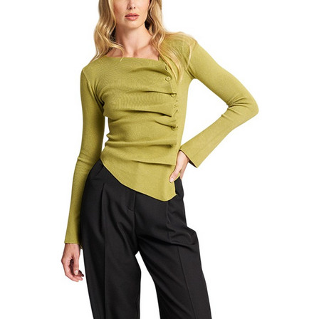 Mind Matter Paula Γυναικεία Ζακέτα Πλεκτή Κοντή με Κουμπιά Πράσινη ...