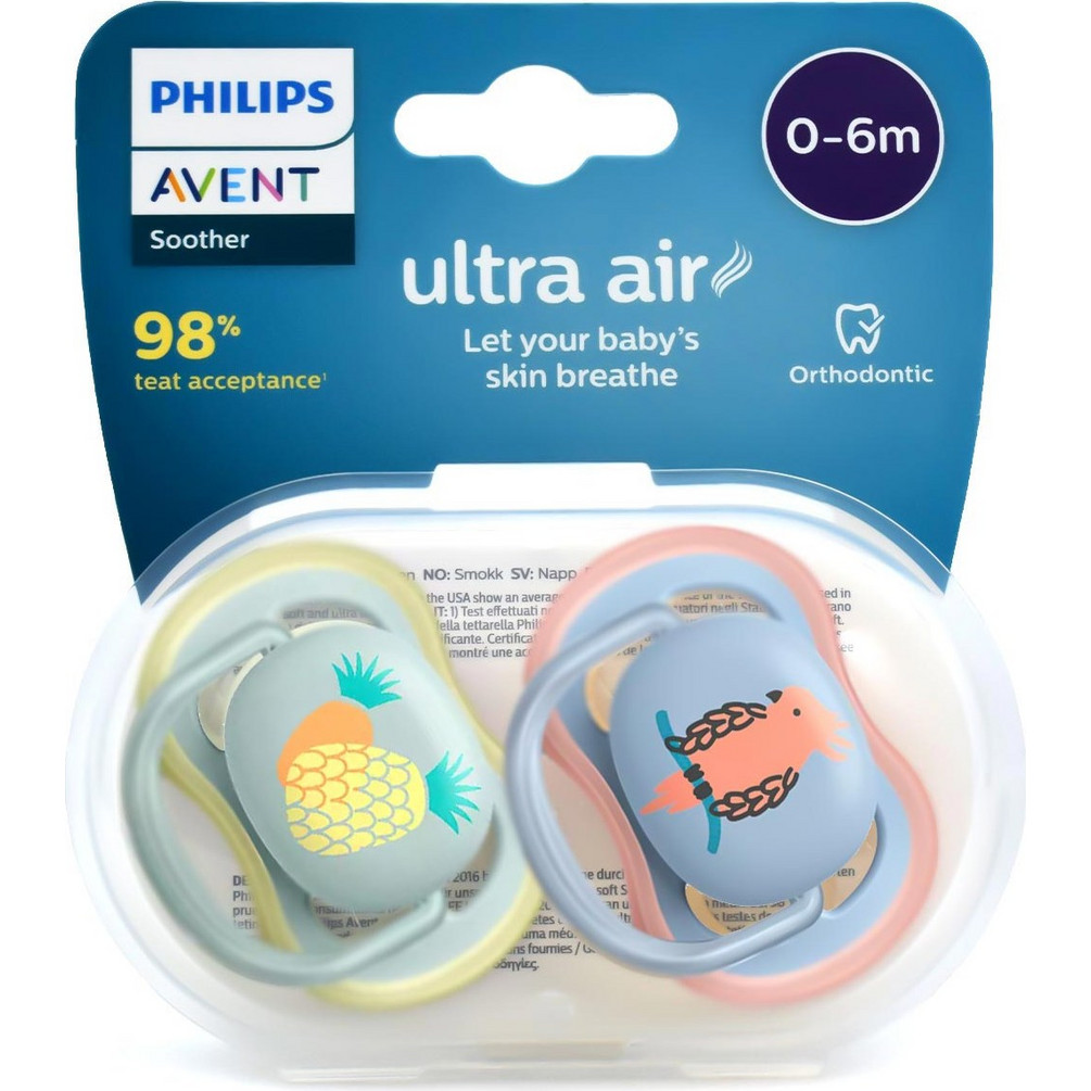 Philips Avent Ultra Air Ανατομικές Ορθοδοντικές Πιπίλες Σιλικόνης 0-6m ...