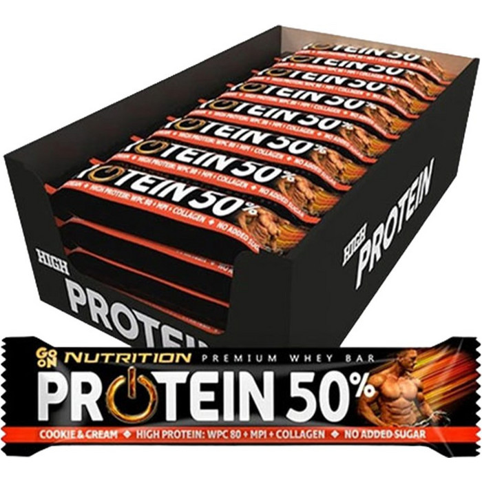 Go On Nutrition Protein 50% Cookie & Cream 40gr 24τμχ | BestPrice.gr