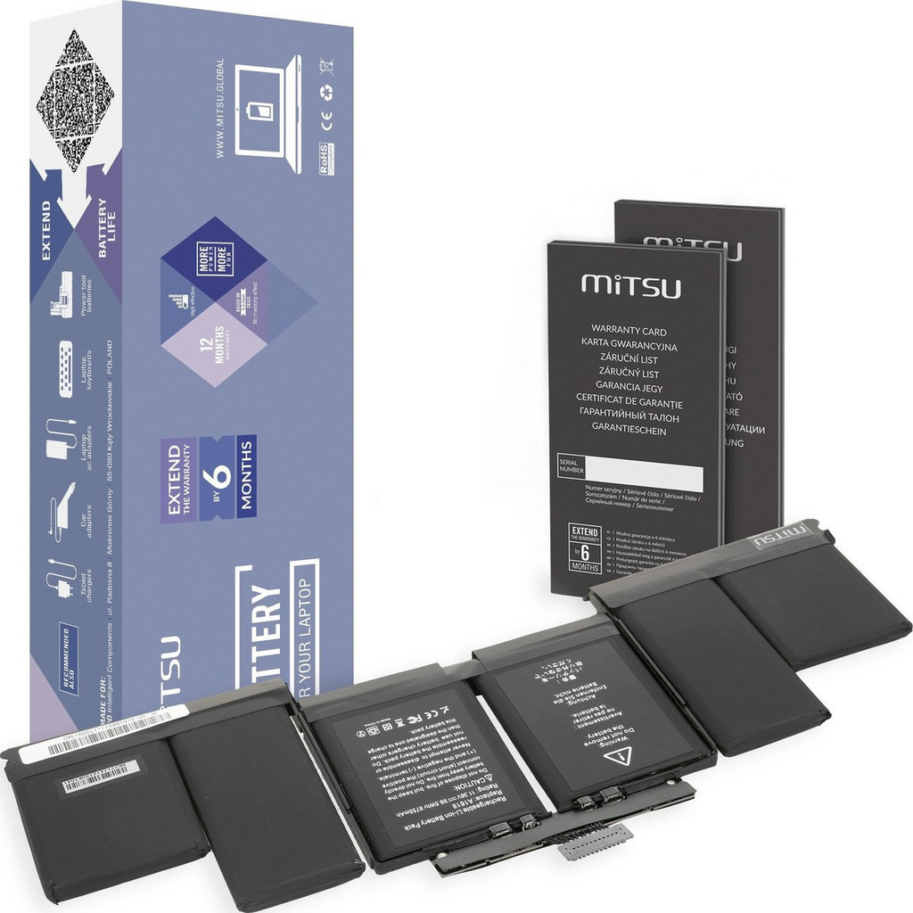 Mitsu A1618 Συμβατή Μπαταρία Laptop για Apple MacBook Pro 15 Retina ...