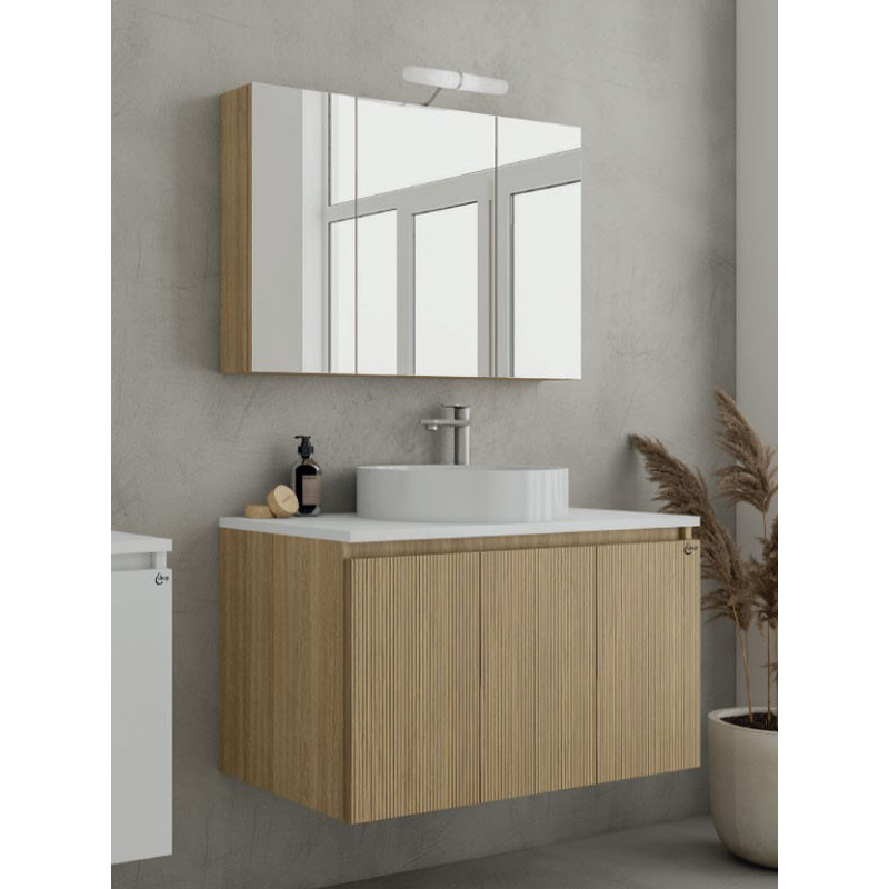 Drop Σετ Έπιπλο Mπάνιου με Νιπτήρα & Καθρέπτη Verona 100 Slavonia Oak ...