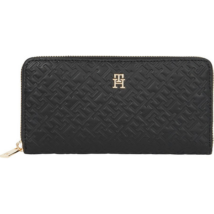 Tommy Hilfiger Μεγάλο Δερμάτινο Γυναικείο Πορτοφόλι με Φερμουάρ Μαύρο ...