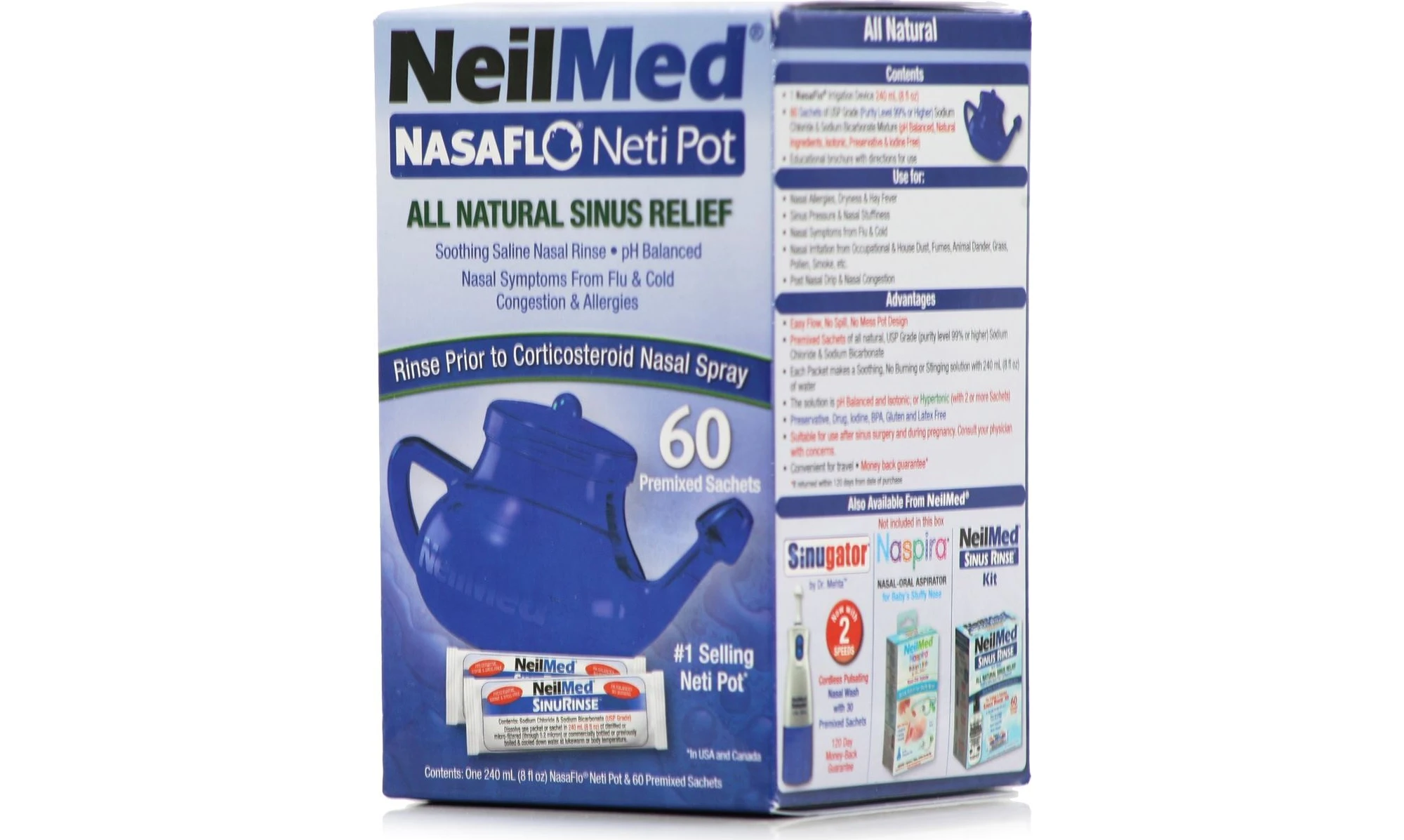 NeilMed NasaFlo Neti Pot 60 Sachets | BestPrice.gr