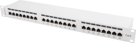 Lanberg PPS6-1024-S Ethernet Patch Panel Rack 1U 19" 24 Θυρών Cat.6 ...