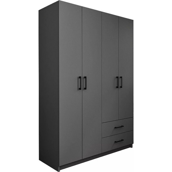 Megapap Τετράφυλλη Ντουλάπα Ρούχων Dacota Μαύρη 120x47x180cm GP041-0004 ...
