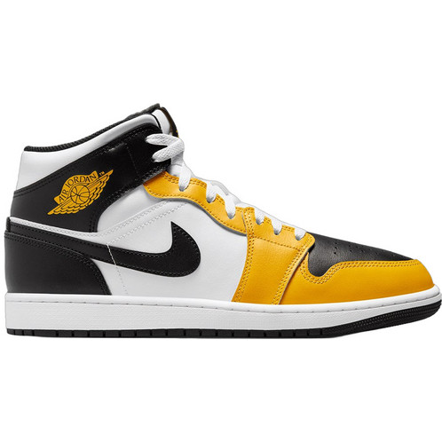 Jordan Air 1 Mid Ανδρικά Sneakers Μποτάκια Λευκά Κίτρινα Μαύρα DQ8426 ...