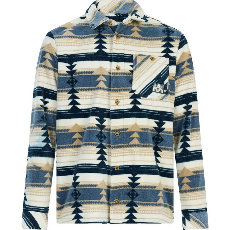 Protest Ανδρικό Πουκάμισο Βαμβακερό Μακρυμάνικο Κανονική Γραμμή Navy ...