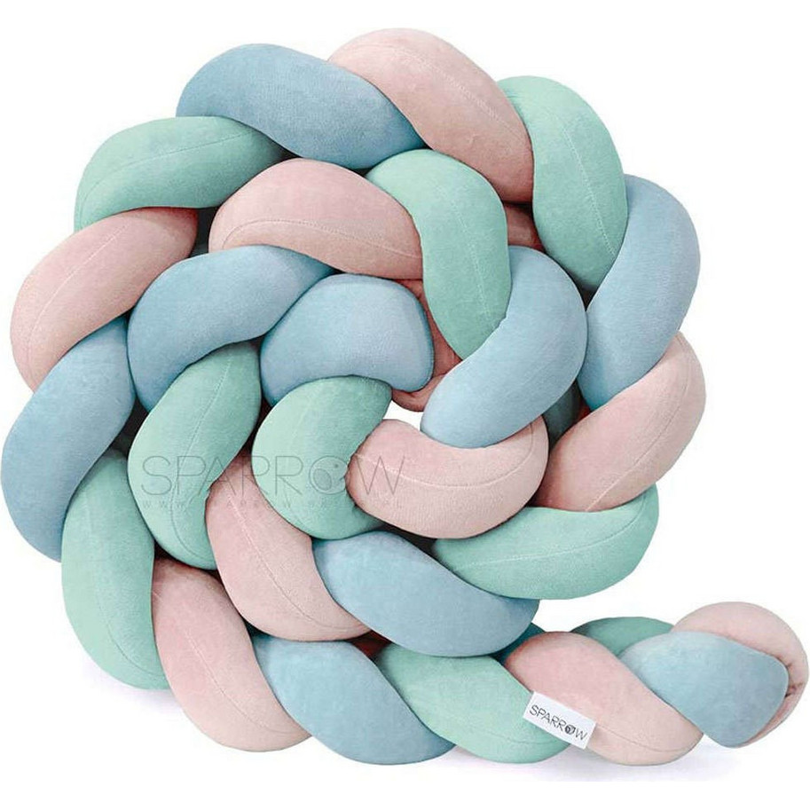 Sparrow Πάντα Κούνιας Πλεξούδα Velvet Lazur/Ice Blue/Powder Pink ...