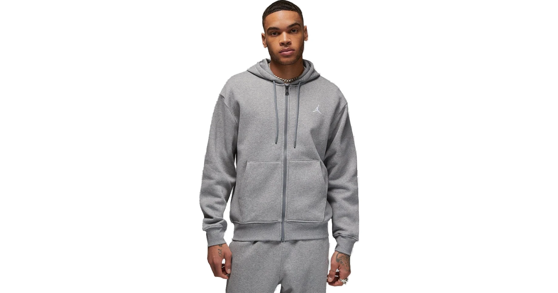 Nike Jordan Brooklyn Ανδρική Ζακέτα Φούτερ με Κουκούλα και Φερμουάρ Γκρι FJ7771-091 | BestPrice.gr