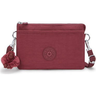 Kipling Riri Γυναικεία Τσάντα Χιαστί από Δερματίνη Μπορντό με Ιμάντα ...