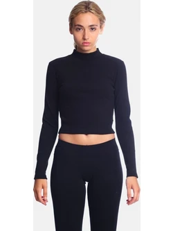 Paco & Co Γυναικείο Αθλητικό Crop Top με Κουκούλα Μαύρο 218231 ...