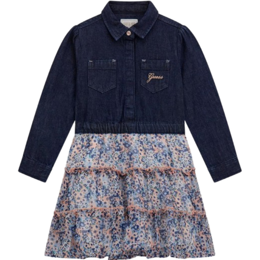 Guess Παιδικό Φόρεμα Navy Μπλε Μπεζ K5YK05D4EU0-DWLW | BestPrice.gr