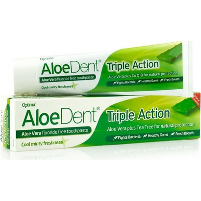 Optima AloeDent Triple Action Fluoride Free Οδοντόκρεμα κατά της Πλάκας ...