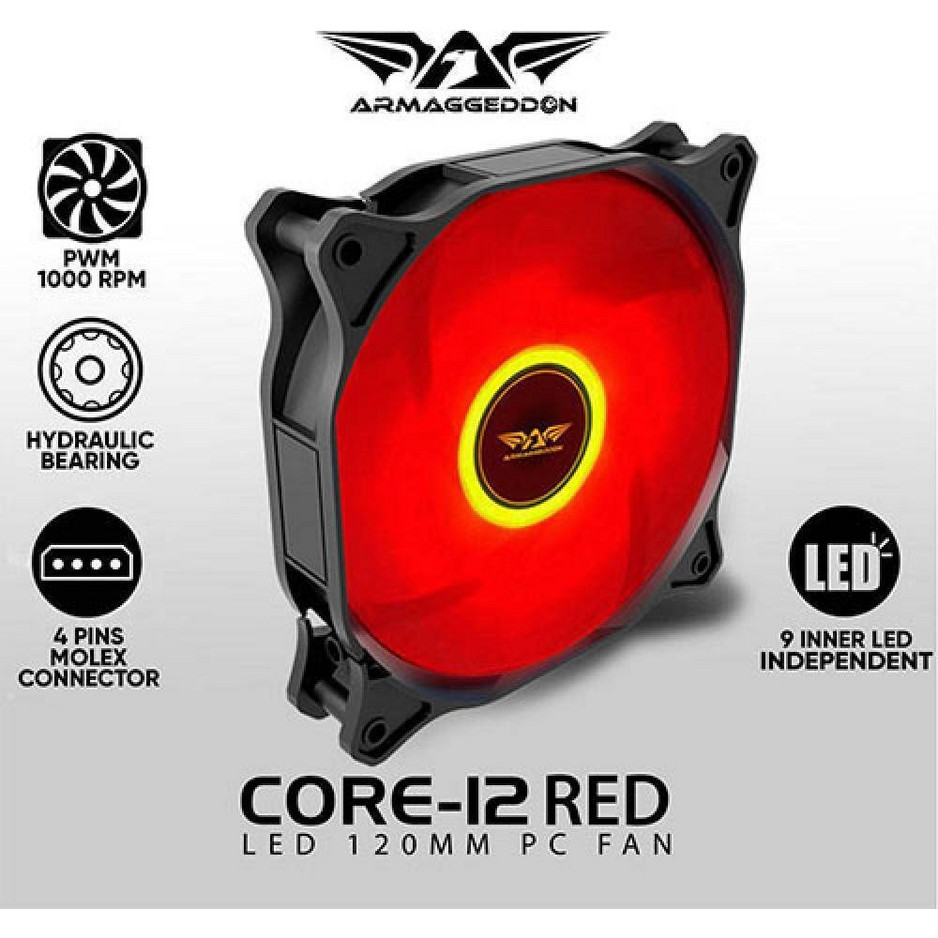 Armaggeddon Core 12 Case Fan 120mm με Σύνδεση 4-Pin PWM Red | BestPrice.gr