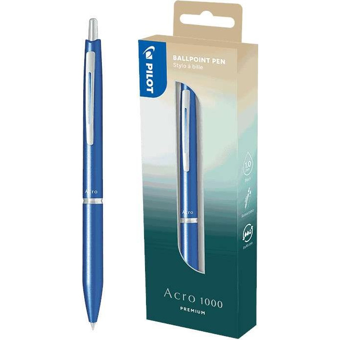 Pilot Acro 1000 Metallic Blue Στυλό Διαρκείας 1mm Μαύρο BAC-2SM-NVB ...