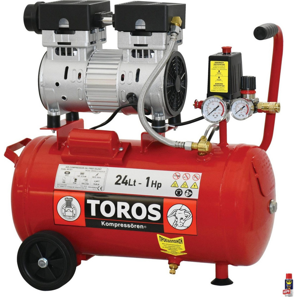 Toros 40151 Κομπρεσέρ Αέρος Μονοφασικό 24lt 1hp | BestPrice.gr