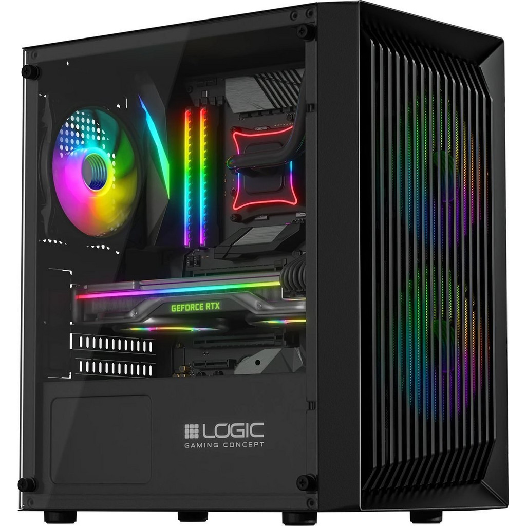 Logic Atos ARGB Black Gaming Mini Tower Κουτί Υπολογιστή με Πλαϊνό ...