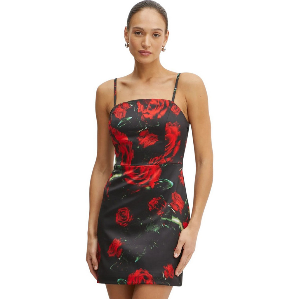 Guess Maelle Mini Φόρεμα για Γάμο / Βάπτιση Floral Μαύρο W5RK42WH0M2 ...