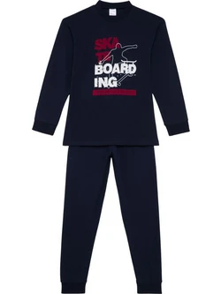 Pretty Baby Παιδική Πιτζάμα Βαμβακερή Χειμωνιάτικη Λευκή Navy Μπλε ...