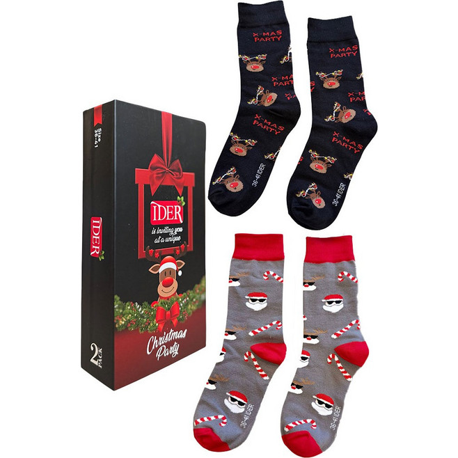 Ider Γυναικείες Κάλτσες Μαύρες Γκρι με Σχέδια 2Pack 2519256 | BestPrice.gr