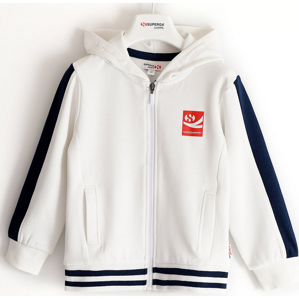 Superga Παιδική Ζακέτα Φούτερ με Κουκούλα και Φερμουάρ Λευκή S4130-0261 ...