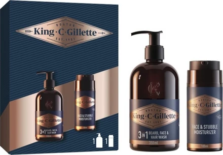 Gillette King C. Face & Stubble Moisturizer Cream 100ml + Beard & Face ...