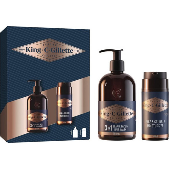 Gillette King C. Face & Stubble Moisturizer Cream 100ml + Beard & Face ...