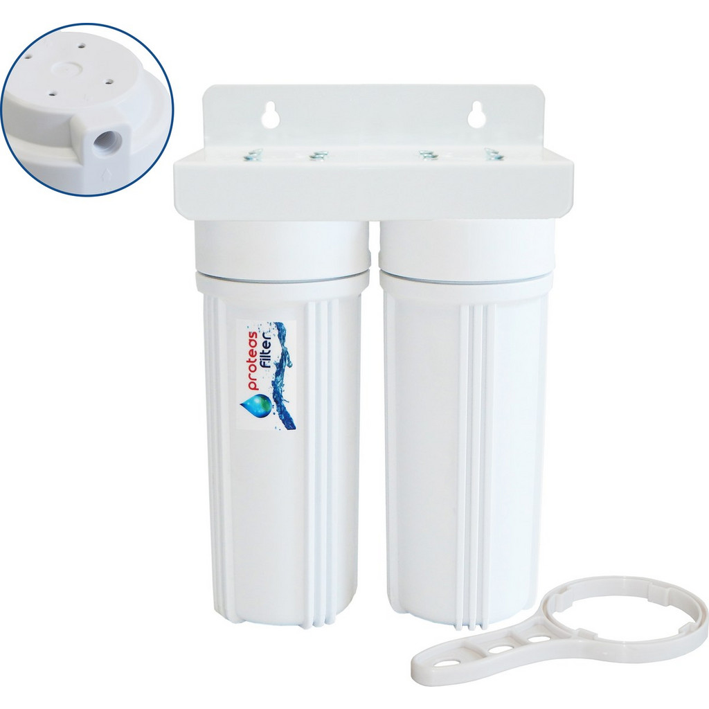 Proteas Filter 10" Διπλό 1/4'' Φίλτρο Νερού Κάτω Πάγκου με Πλαστικό ...