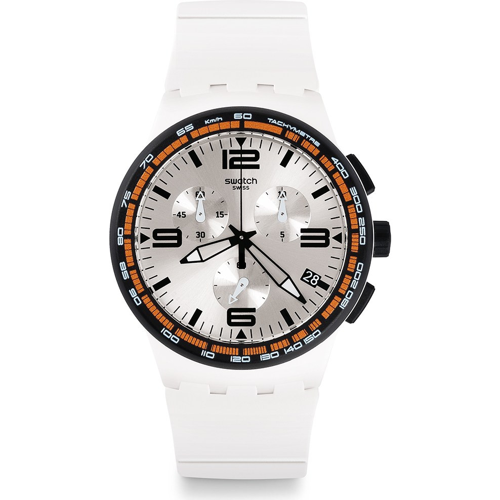Swatch White Blades Ανδρικό Ρολόι Χρονογράφος με Λευκό Καουτσούκ ...