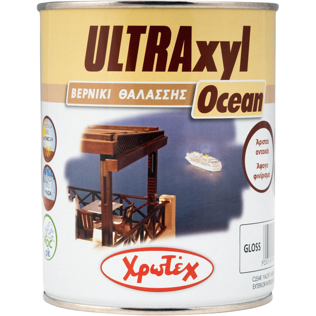 Χρωτέχ Ultraxyl Ocean Βερνίκι Επιφάνειας Ξύλου Διαλύτου Gloss Διάφανο 0 ...