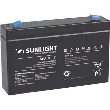 Sunlight SPA6-7 Μπαταρία VRLA-AGM 6V 7Ah | BestPrice.gr