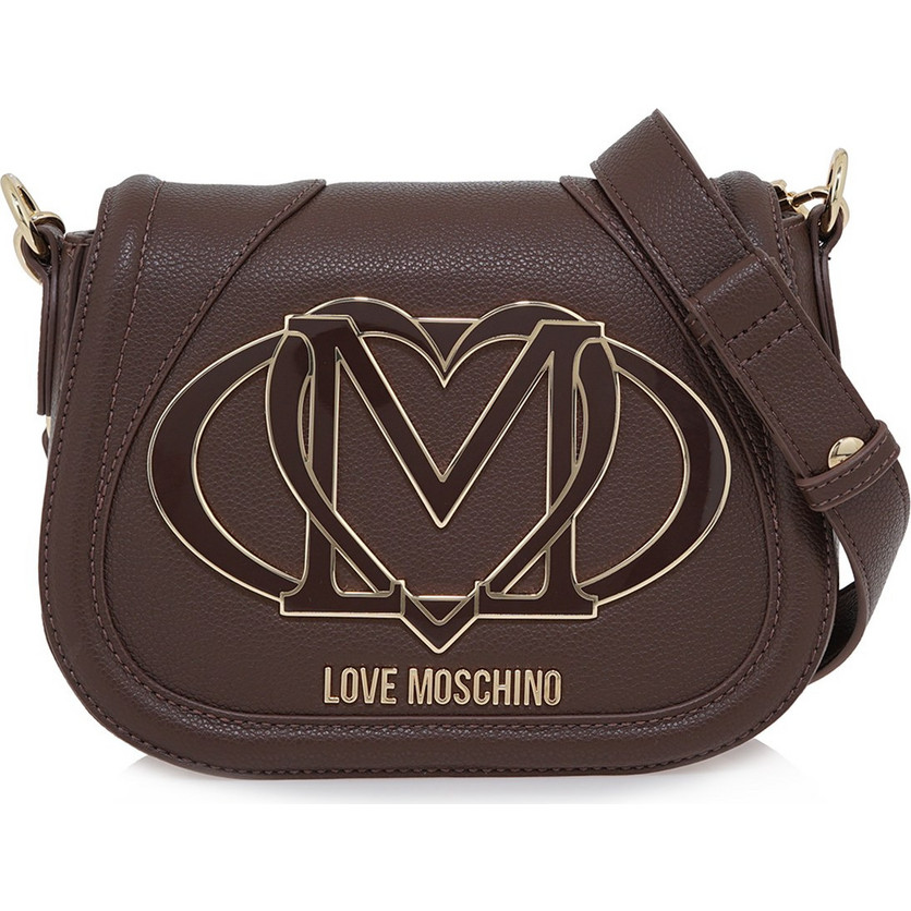 Love Moschino Γυναικείο Τσαντάκι Χιαστί από Δερματίνη Καφέ με Στενό ...