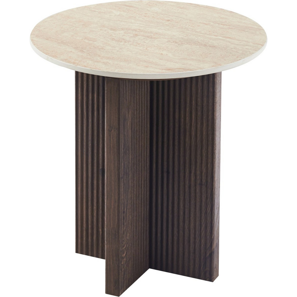 HomeMarkt SKY Βοηθητικό Τραπεζάκι Σαλονιού Στρογγυλό MDF με Ξύλινη Βάση ...