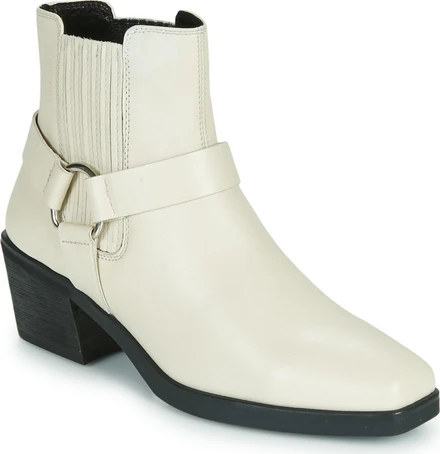 Vagabond Simone Γυναικεία Μποτάκια Cowgirl Δερμάτινα Εκρού με Χοντρό ...