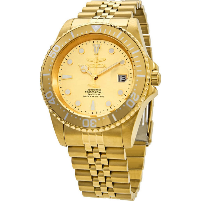 Invicta Pro Diver Ανδρικό Ρολόι Αυτόματο με Χρυσό Μεταλλικό Μπρασελέ ...