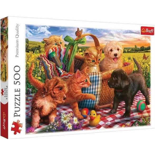 Puzzle Trefl Σκυλάκια Γατάκια Πικ Νικ Καλάθι 500 Κομμάτια | BestPrice.gr
