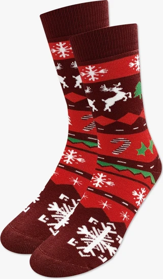 NODO Christmas Classic Χριστουγεννιάτικες Ανδρικές Κάλτσες Ψηλές Καφέ ...